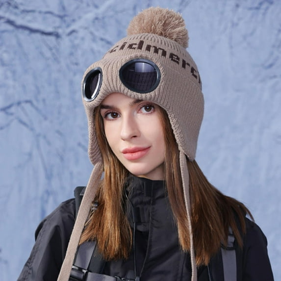 Winter Pullover With Glasses Wool Knitted Wool Hat Outdoor Cold ...