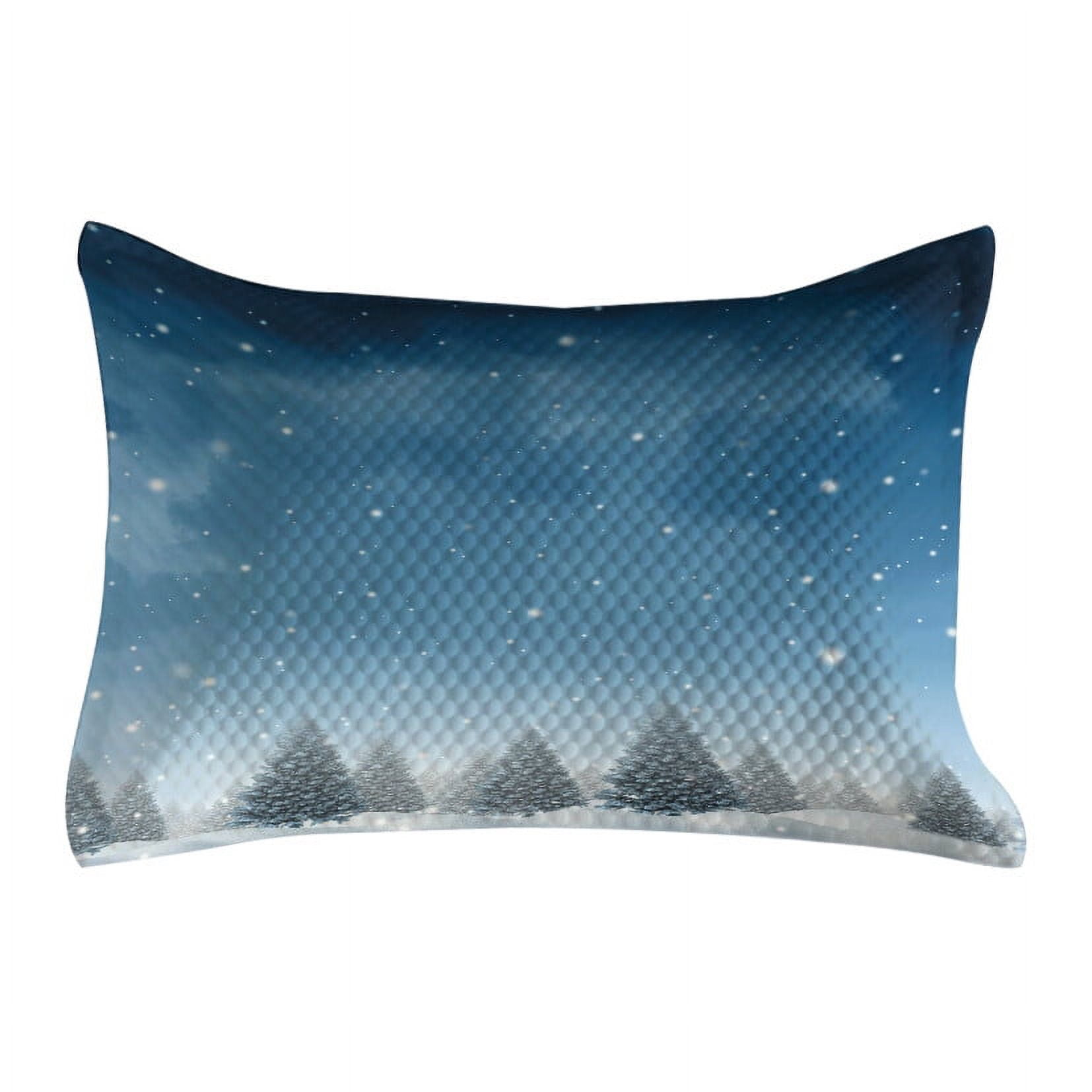 Winter Quilted Pillowcover, Christmas Inspired Cold Blue Forest of Pine ...