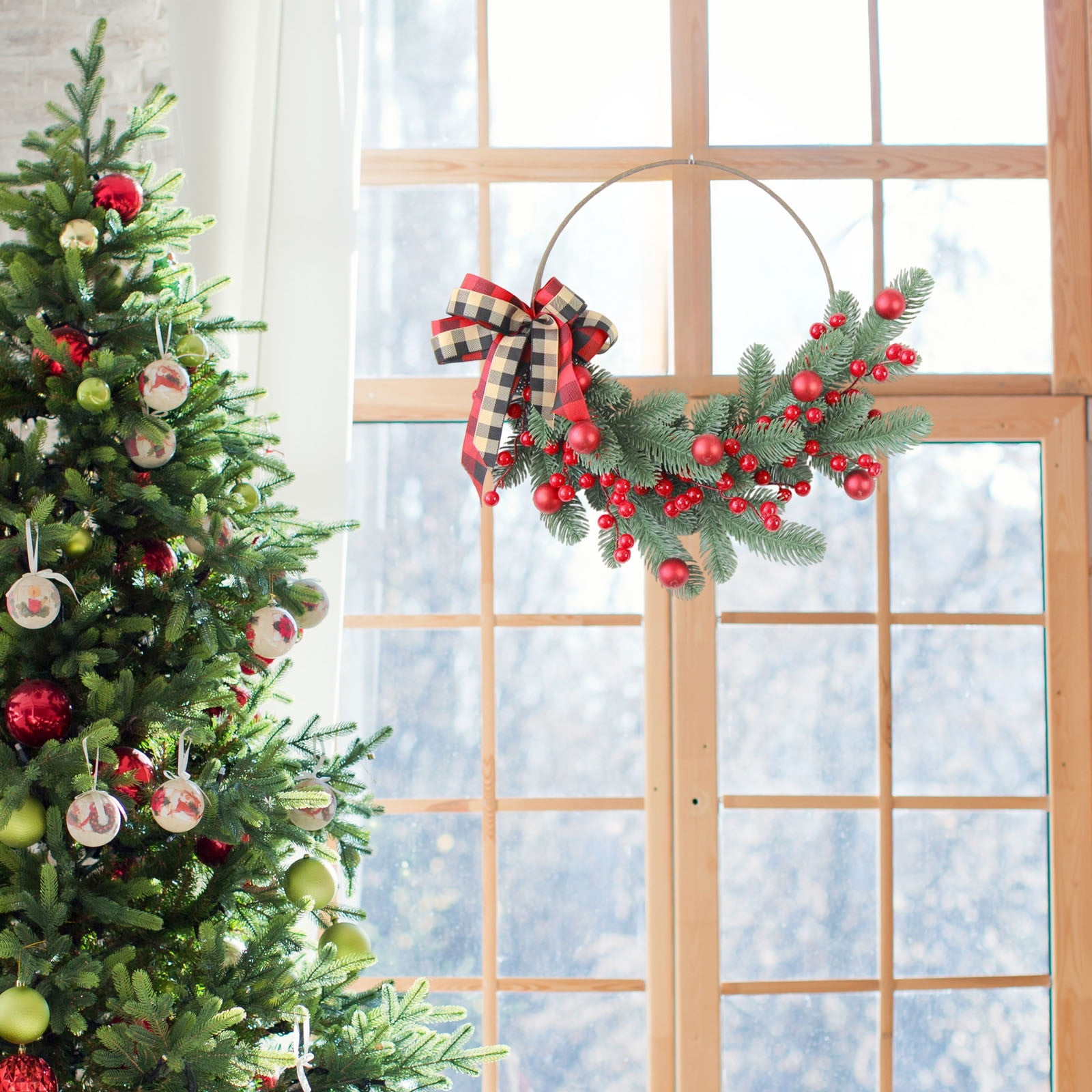 Winter Rattan Wreath Front Door Large Artificial Green 50cm 160cm 45cm ...