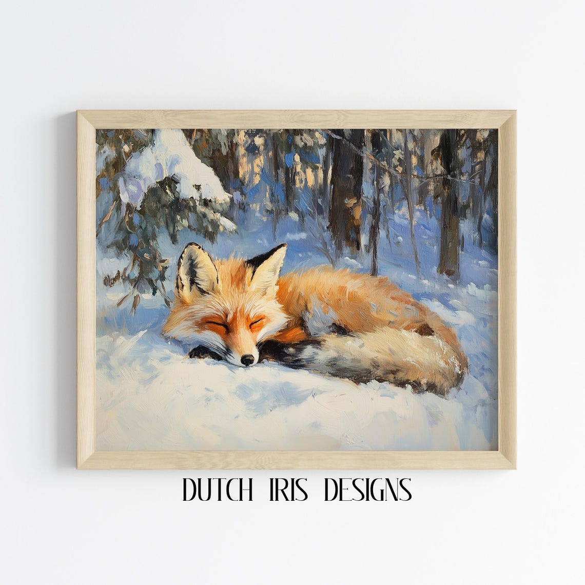 Winter Red Fox Sleeping Under Snowy Pine, Rustic Wildlife Scene, Winter ...