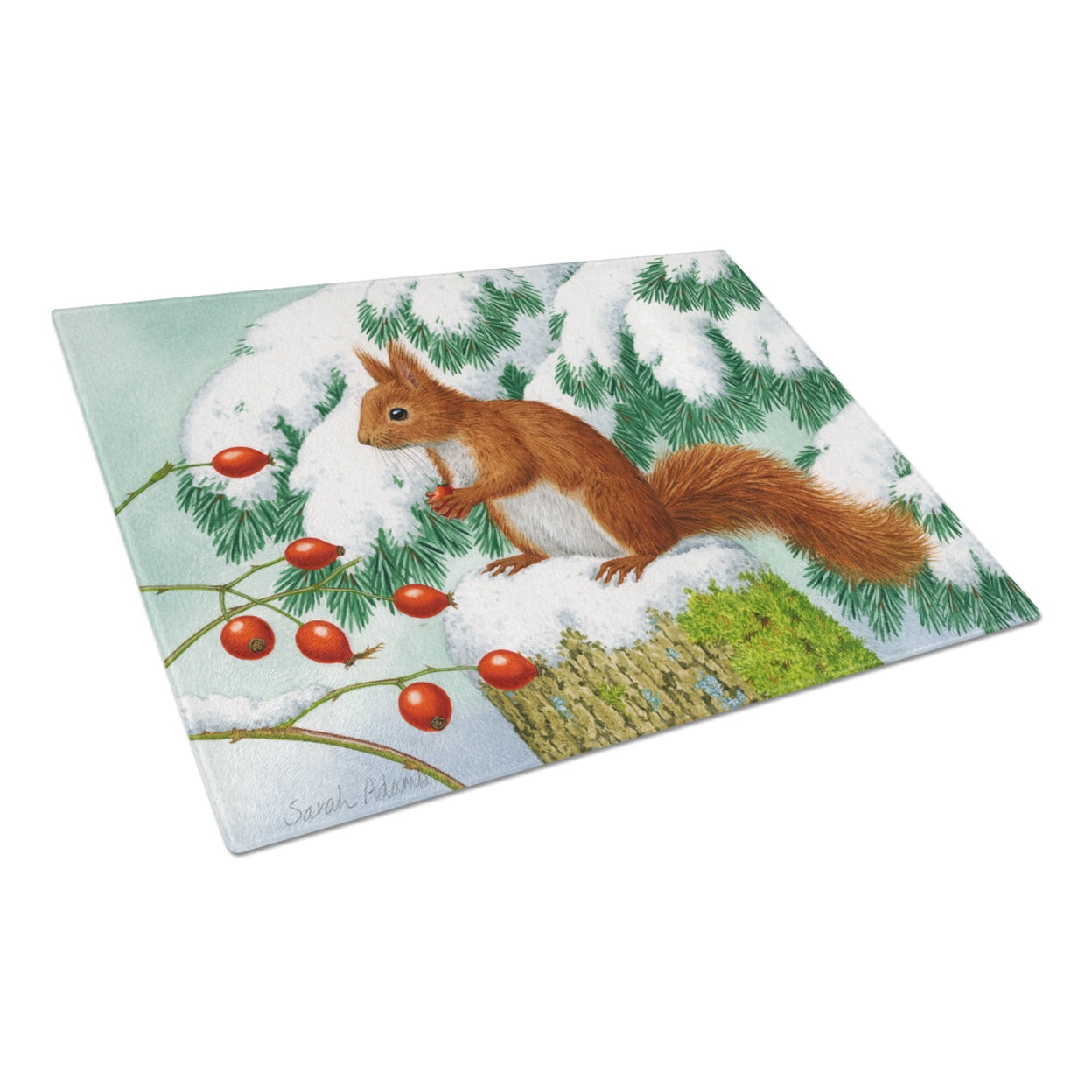 Winter Red Squirrel Glass Cutting Board Large - Walmart.com