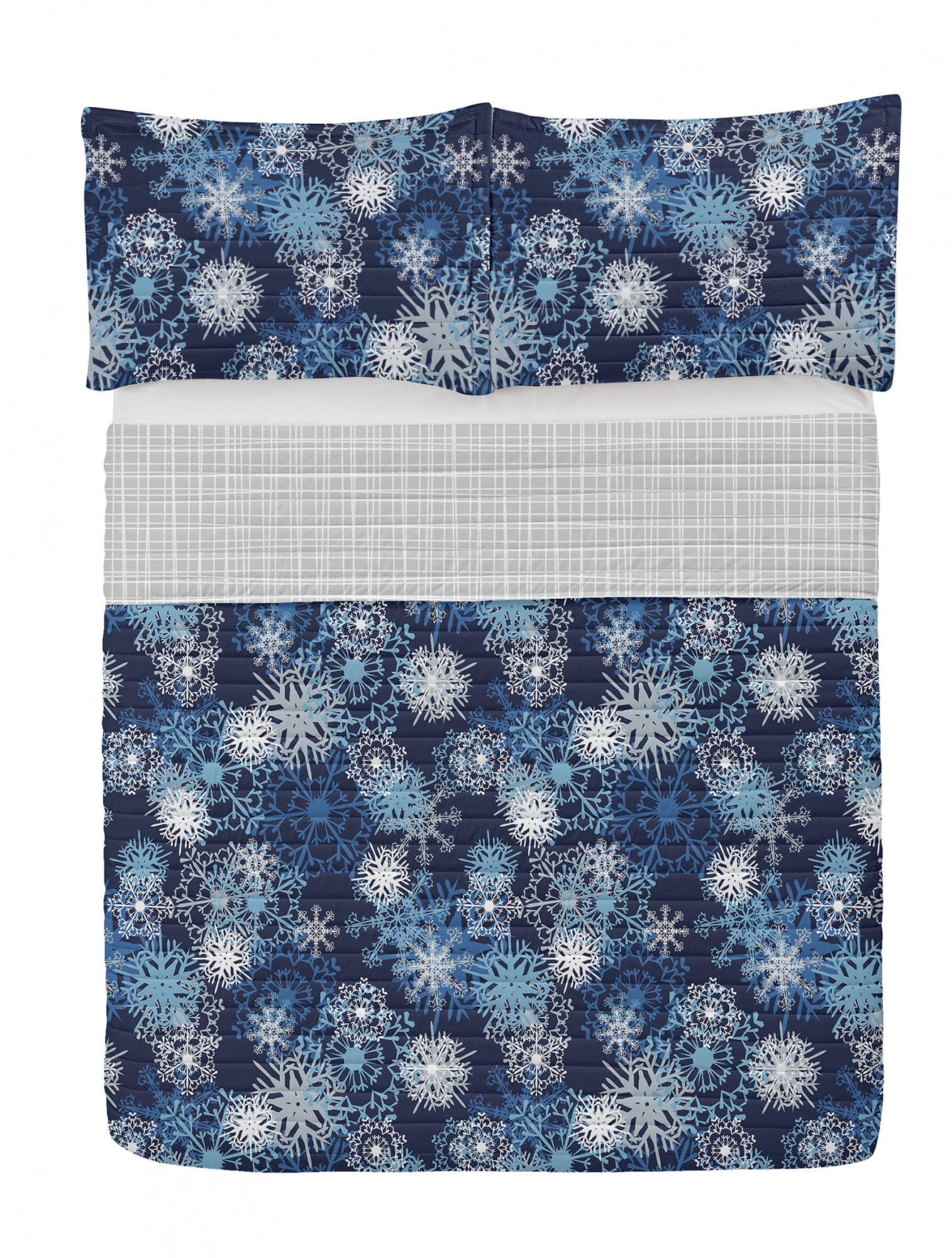 Winter Reversible Bedspread Set, Various Different Ornate Snowflakes ...