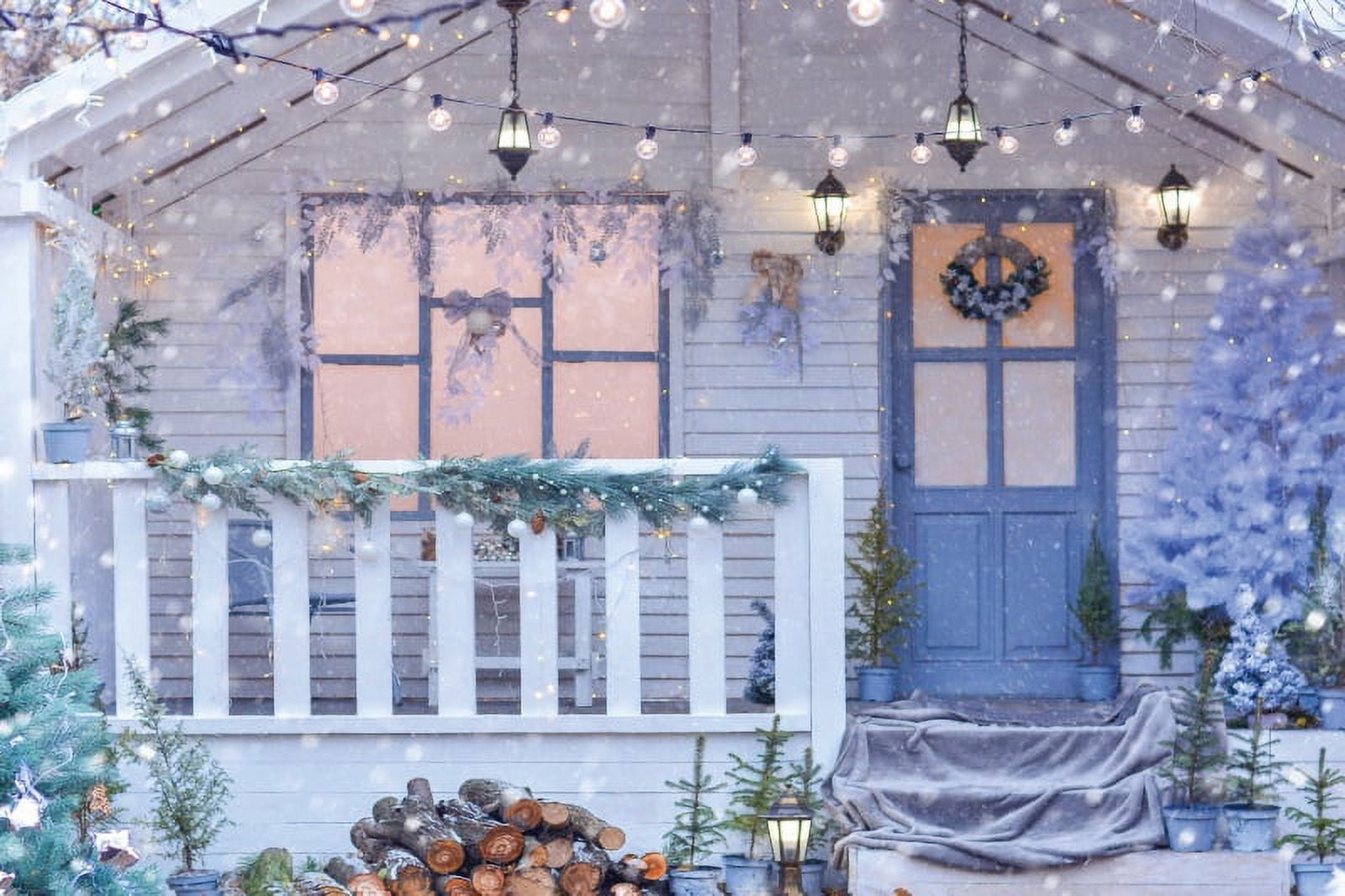 Winter Rustic Christmas Chalet Photography Background Snow Pine Needles ...