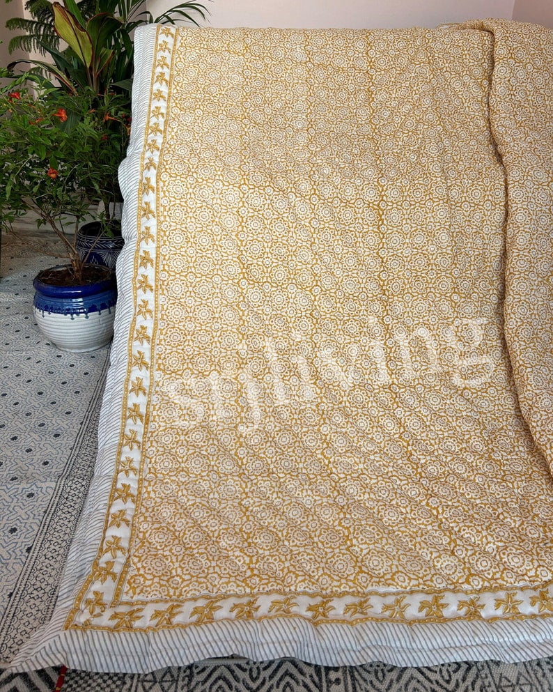 Indian traditional Hand Block Printed Quilt 100%Cotton, Light Weight ...