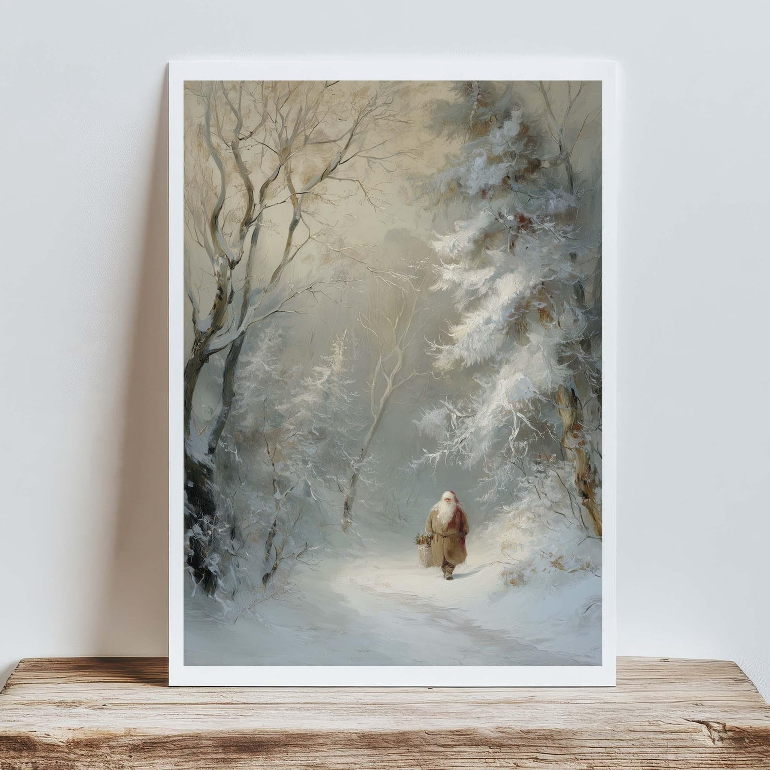 Winter Santa Forest Walk Printable Wall Art, Christmas Snowy Woodland ...