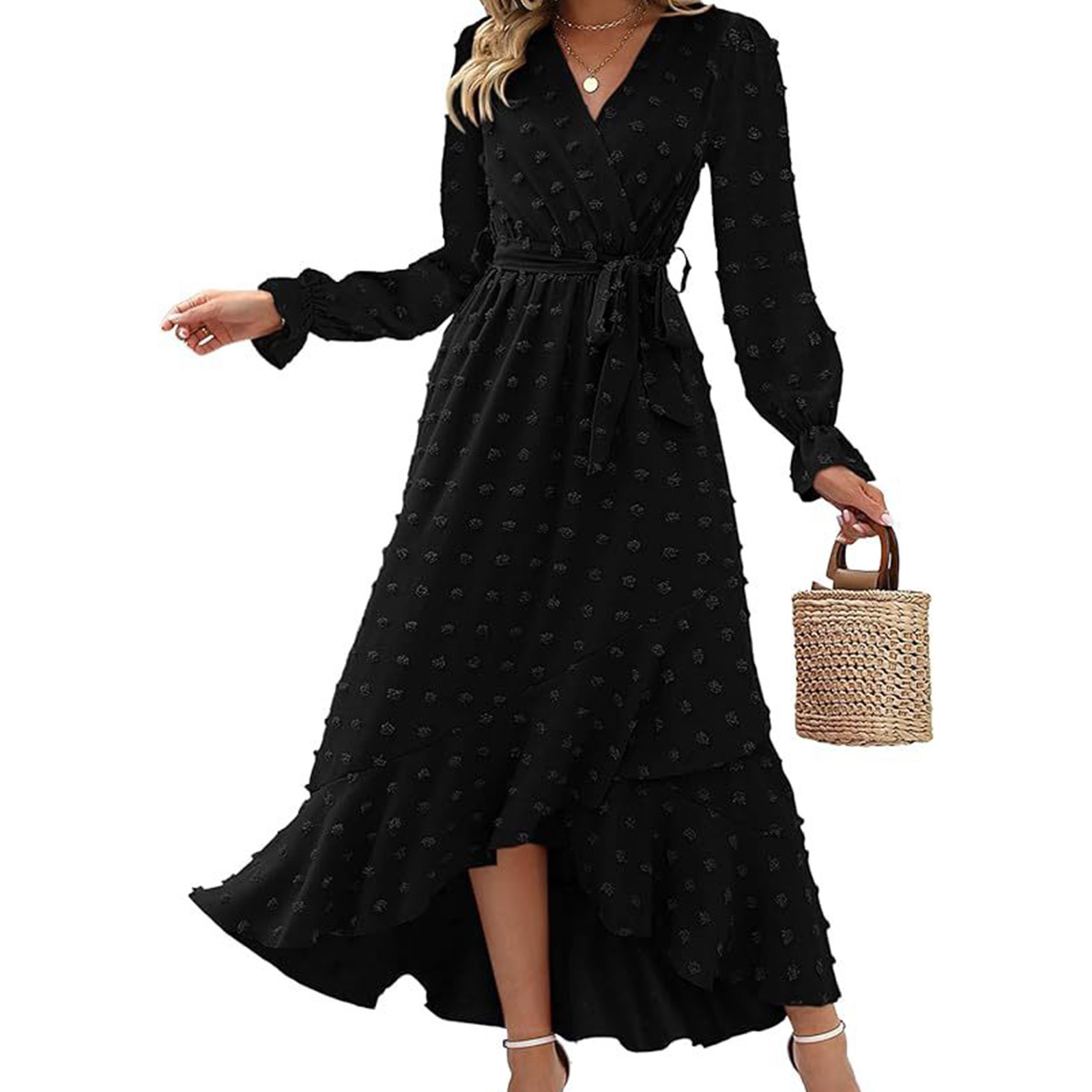 Winter Savings Clearacne Women's Casual Dress Women's 2024 Wrap V Neck ...