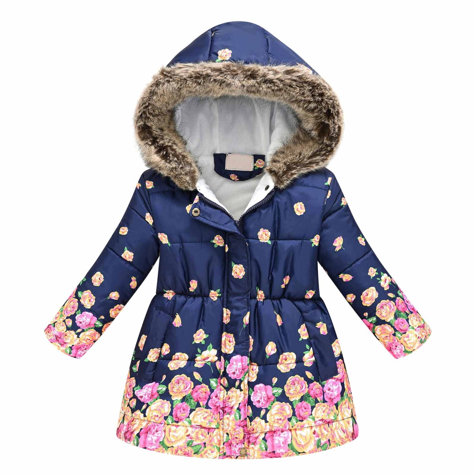 Dezsed 2022 Winter Print Jacket for Girls Hooded Warm Children Girls ...