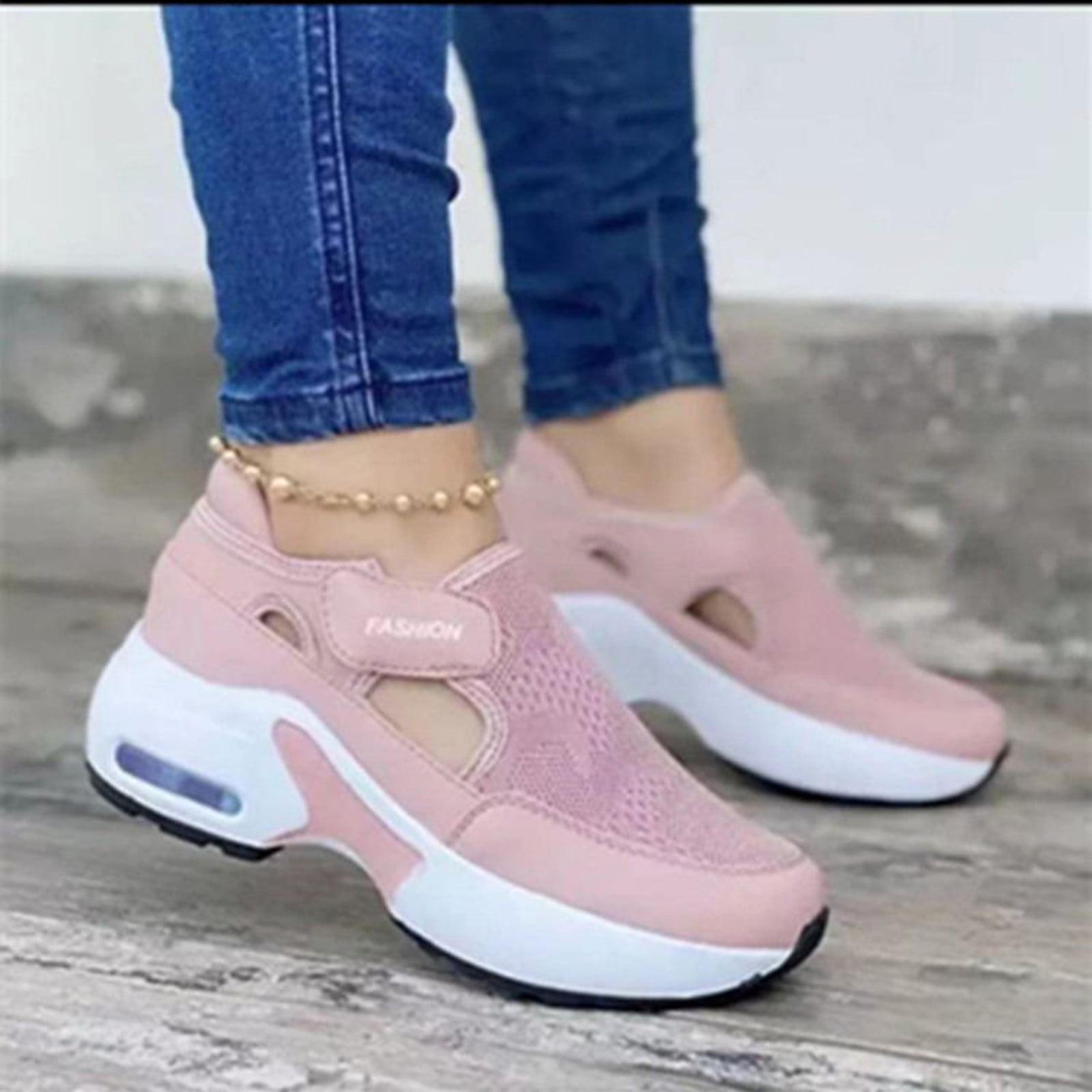 SuoKom Women's Sneakers, Casual Mesh Breathable, Thick-soled Velcro ...