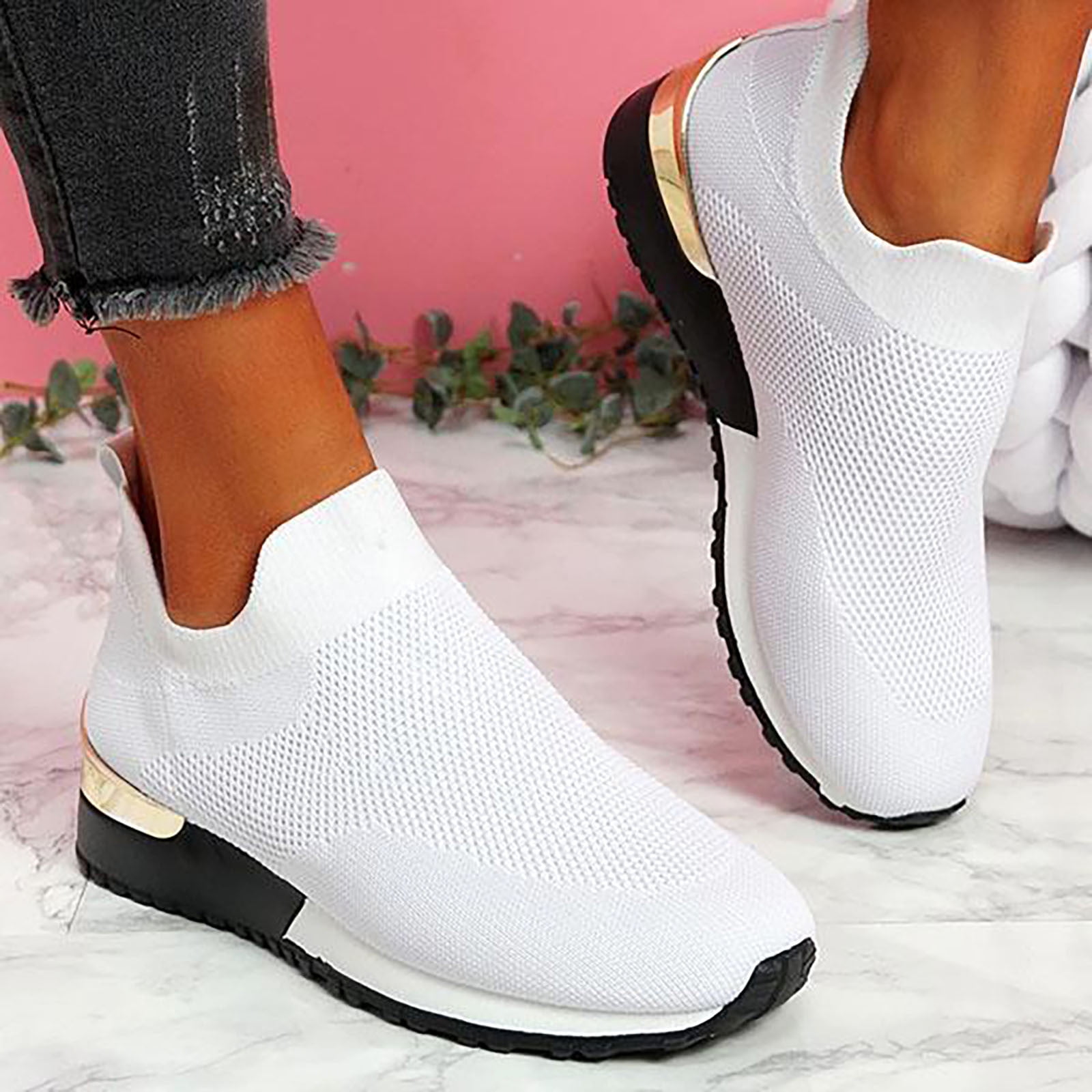 SuoKom Sneakers for Women, Plus Size Casual Stretch Cloth Breathable ...