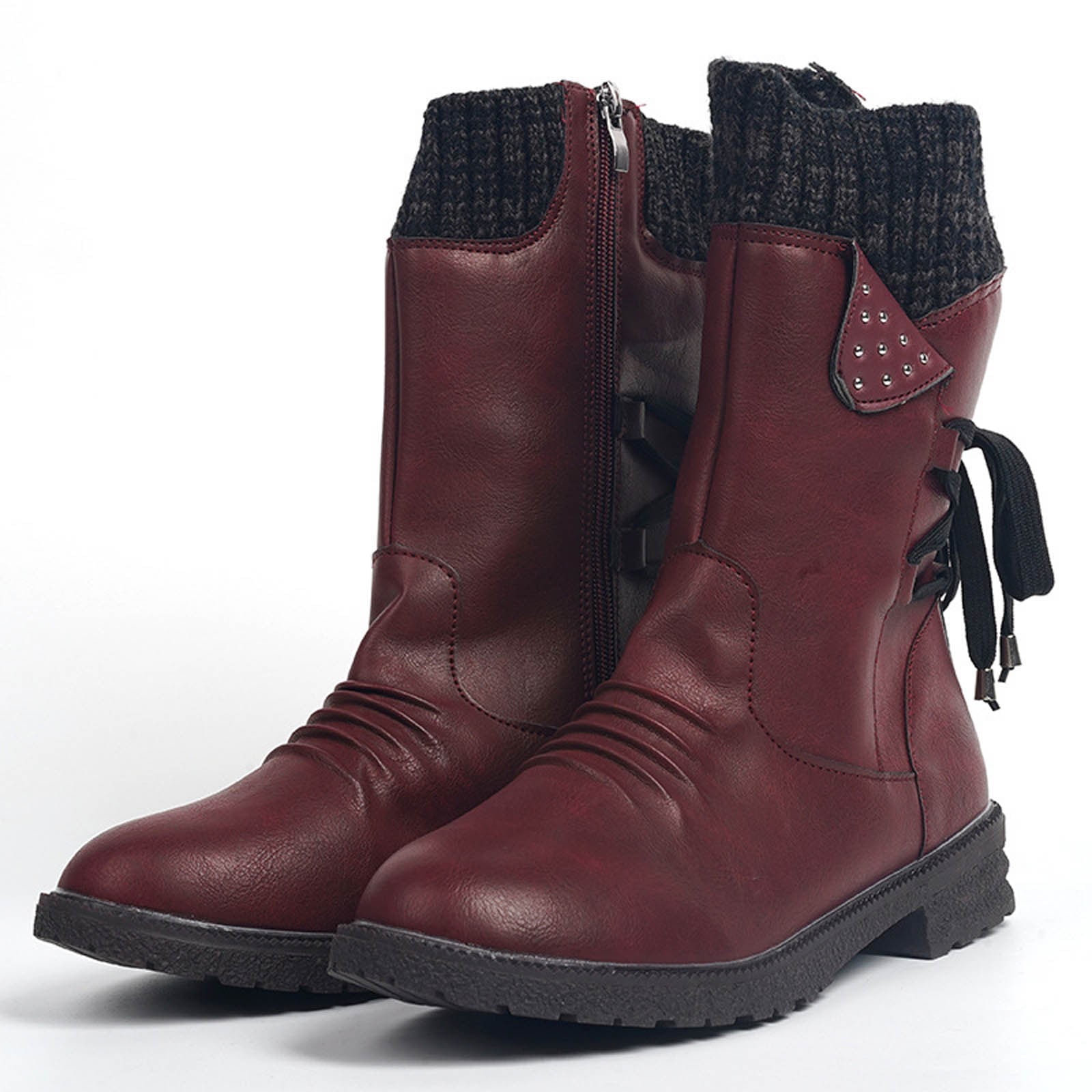 Suokom Boots for Women, Plus Size Winter New Woolen Yarn Snow Boots ...