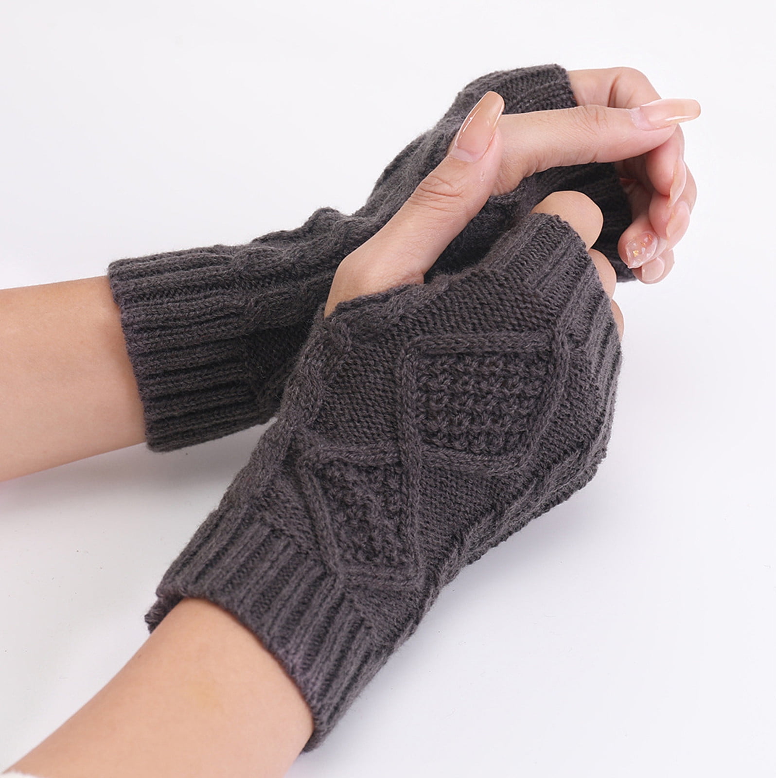 Suokom Fingerless Gloves for Women Winter Fingerless Thermal Gloves ...