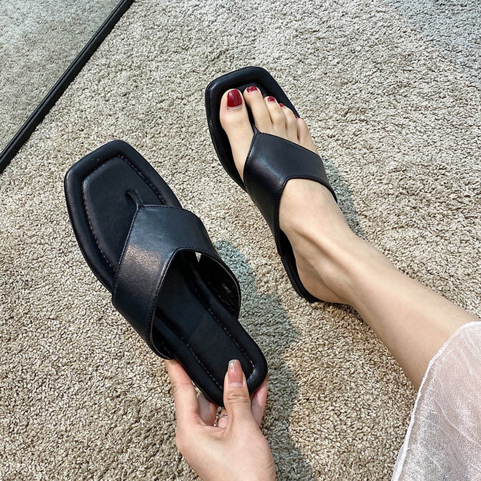Suokom Sandals Women, Summer Fashion Big Size One-Line Rhinestone ...