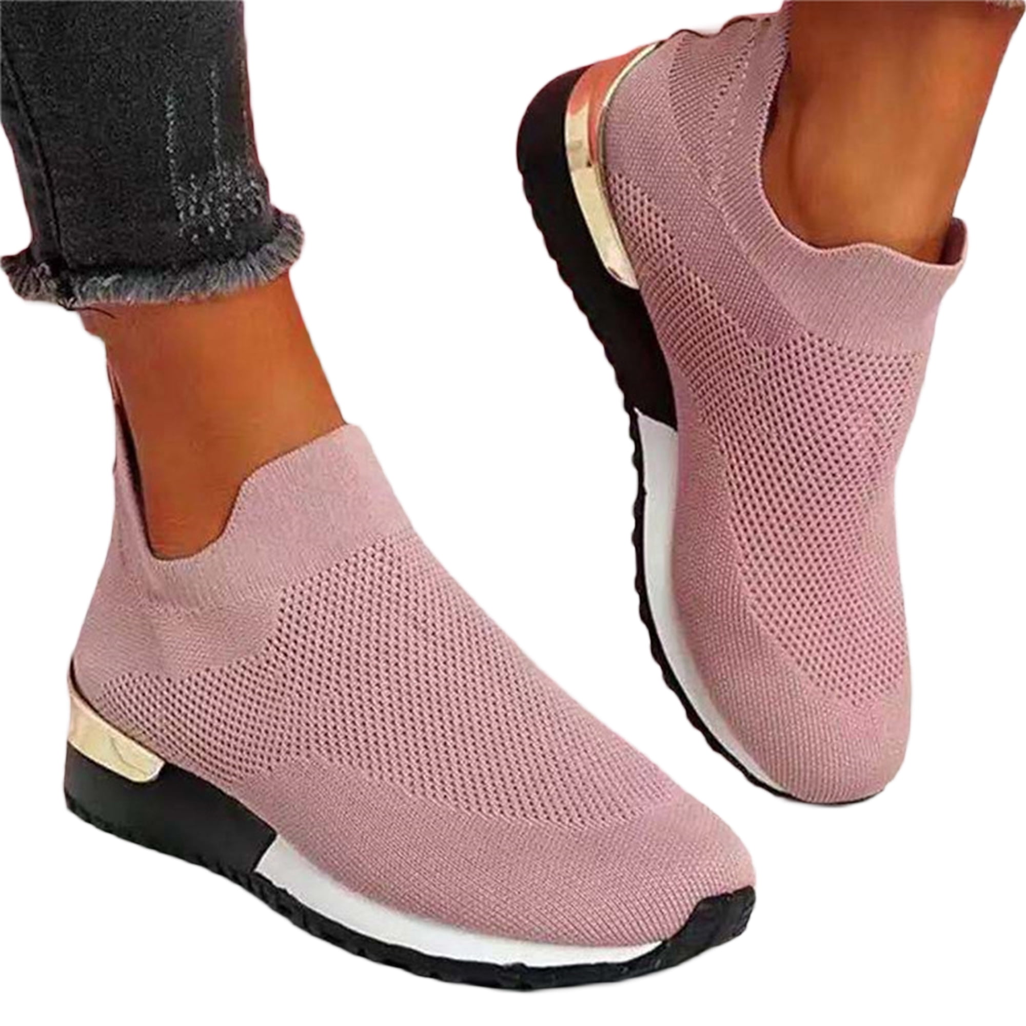 Suokom Sneakers for Women, Plus Size Casual Stretch Cloth Breathable ...