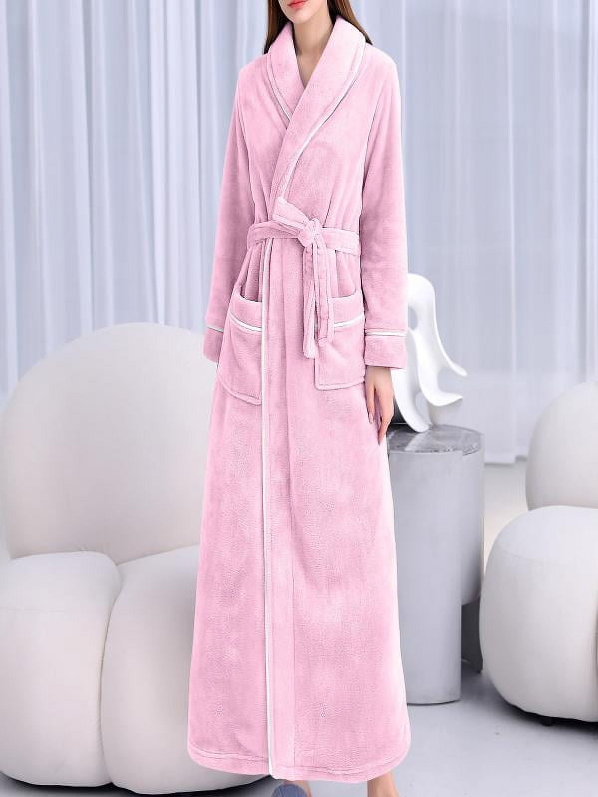 pstuiky Long Robe, Women Flannel Gown and Fleece Extra Thick Nightgown ...