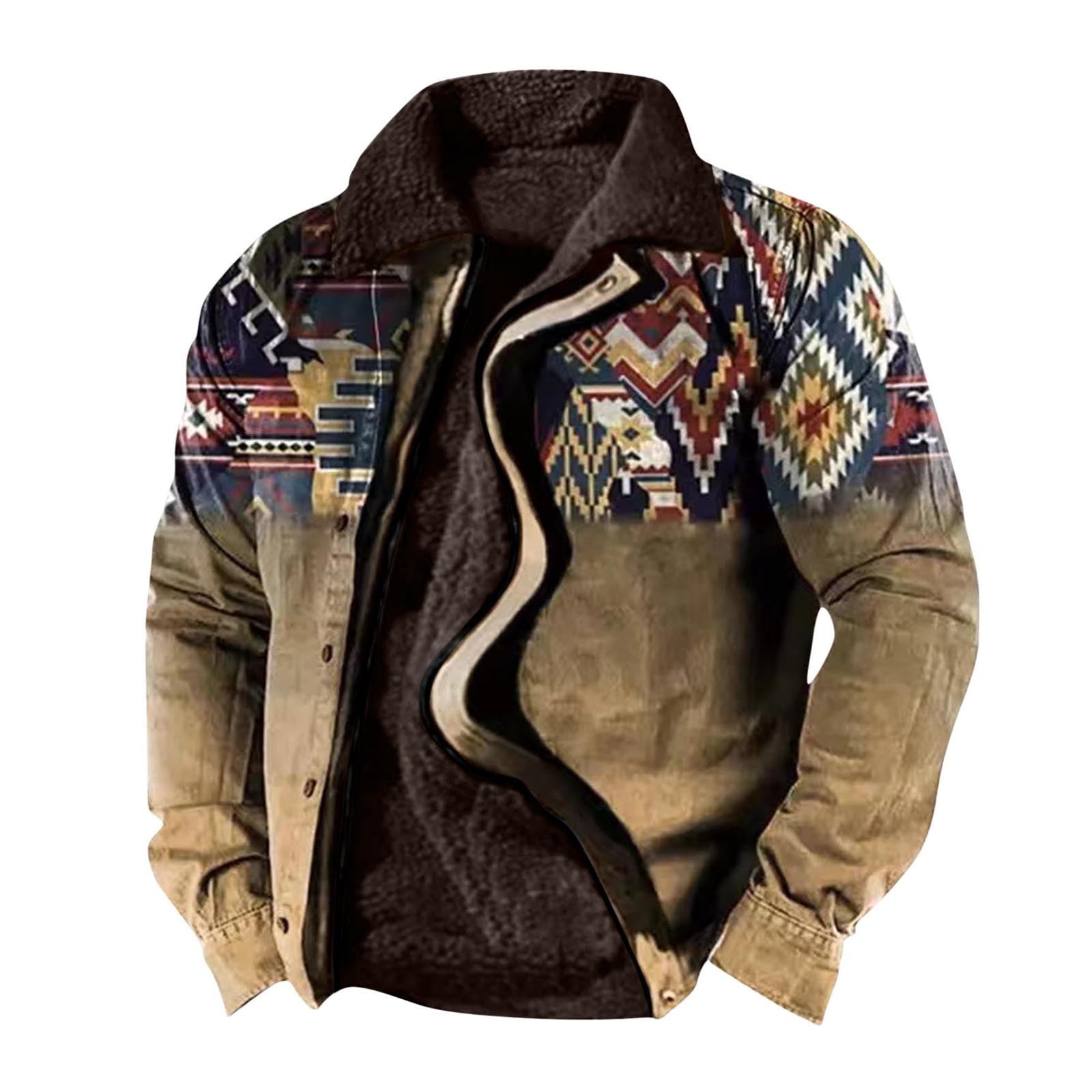 Winter Savings TMOYZQ Mens Western Cowboy Jackets Comfort Sherpa Fleece ...