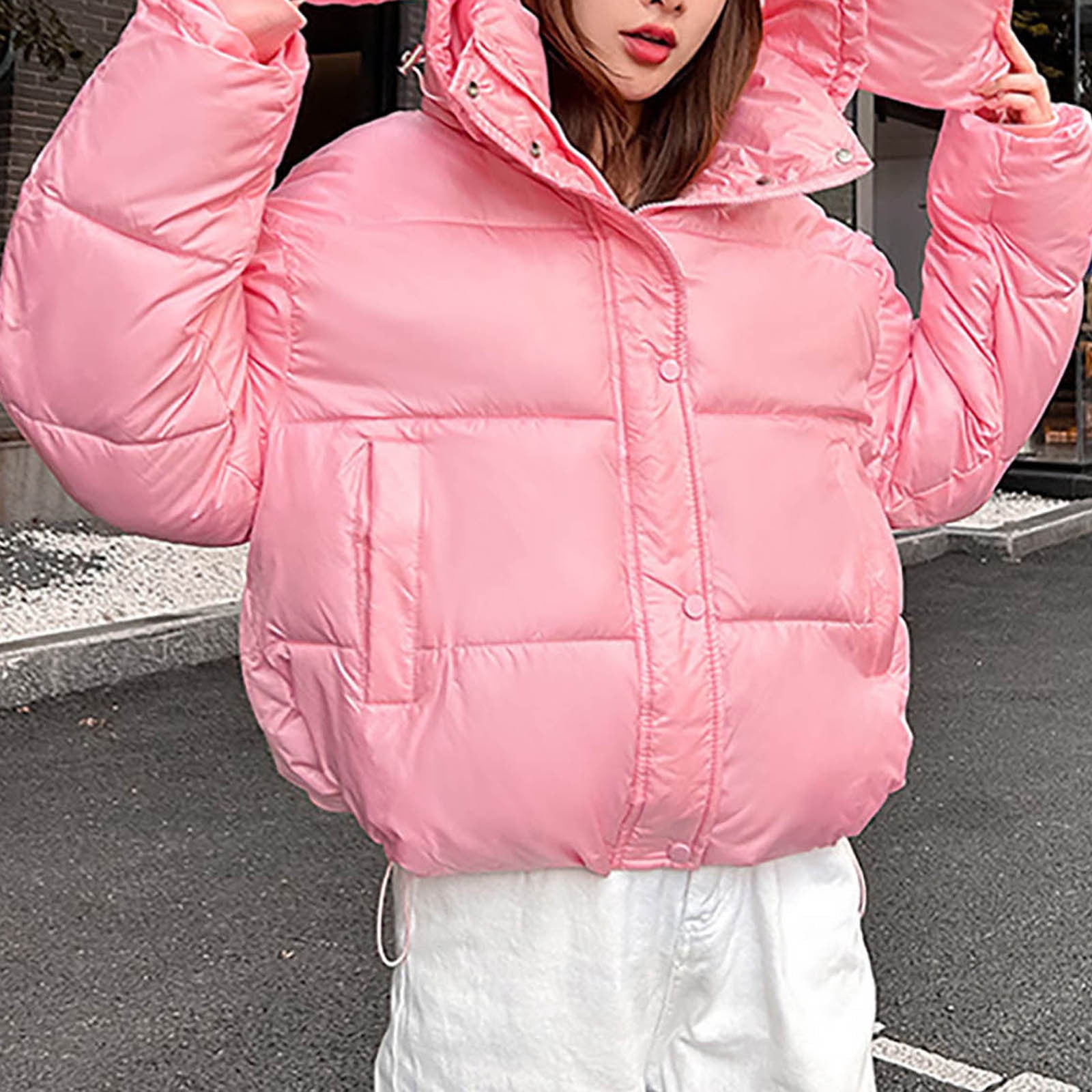 Winter Savings! Titcea Puffer Jacket Womens Plus Size Hooded Thickened ...