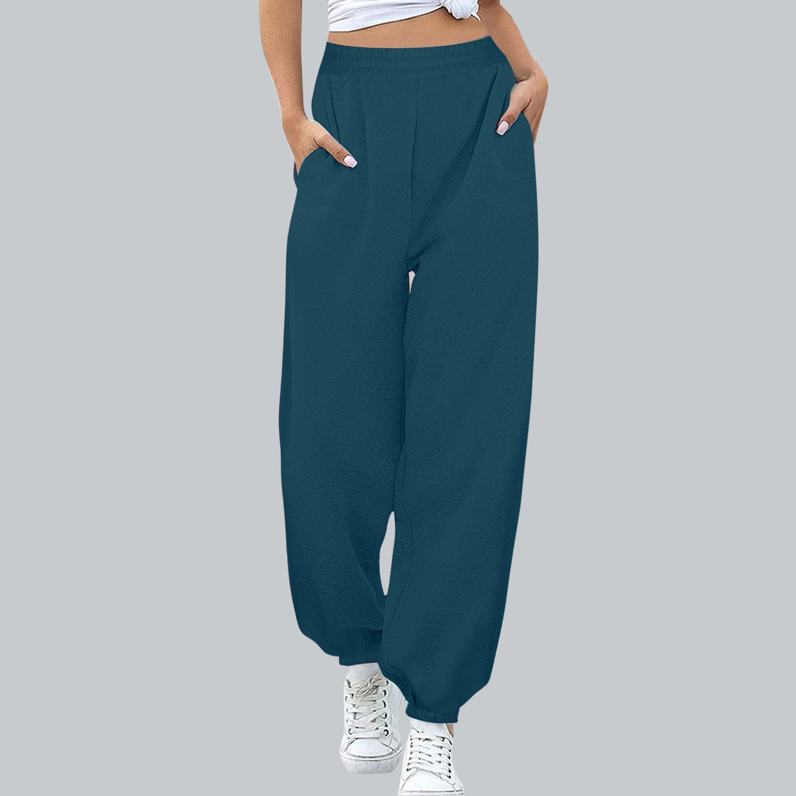Winter Savings! Titcea Sweatpants Women Elastic Waisted Foot Binding ...