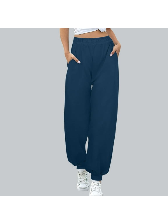 Winter Savings! Titcea Women's Pants Solid Color Elastic Waisted ...