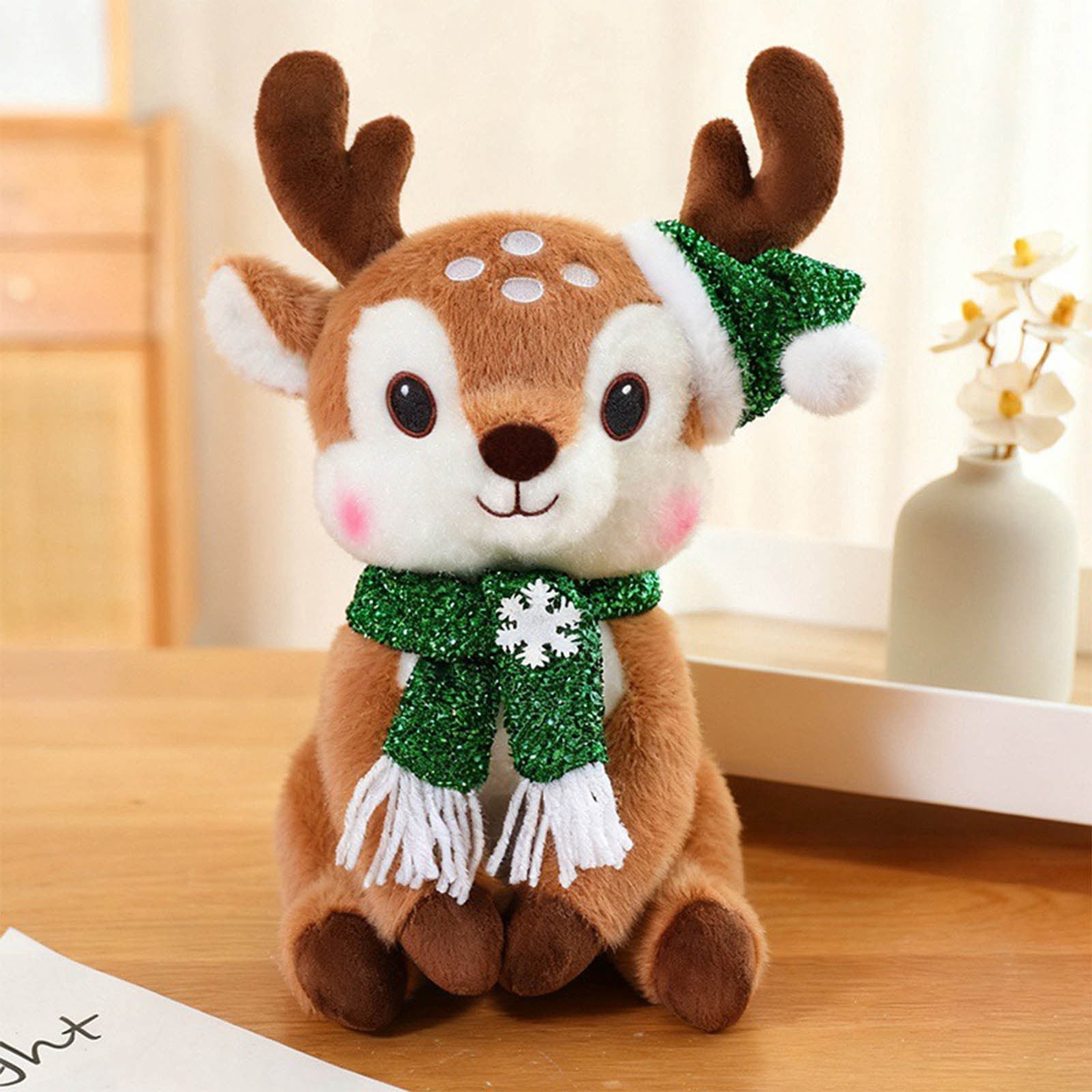 Winter Savings karymi Christmas Deer Plush Doll with Scarf Soft Stuffed ...