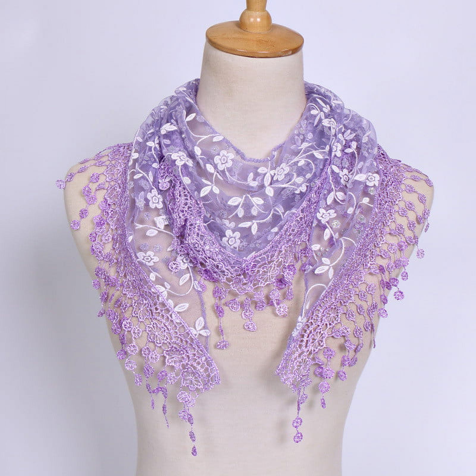 Winter Scarf Lace Tassel Wrap Floral Sheer Shawl Womens Scarves ...