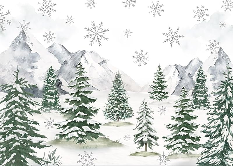 Winter Scene Backdrop Winter Snowflake Trees Backdrop Decorations ...
