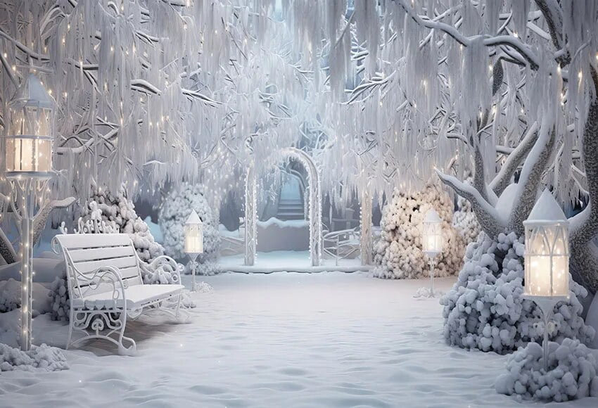 Winter Scene Backdrop Wonderland Photography Background Bokeh Glitter ...