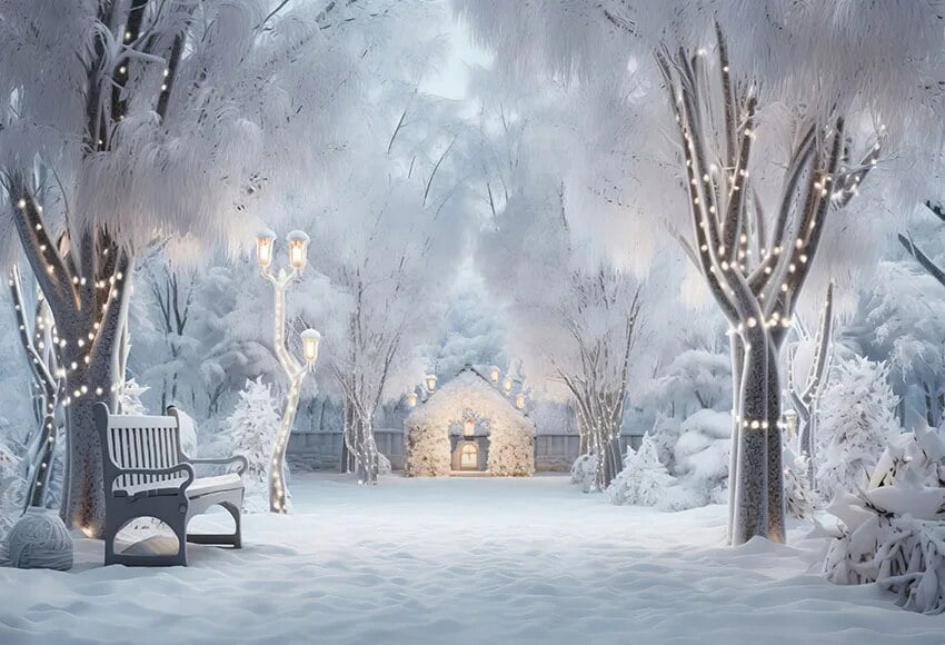 Winter Scene Backdrop Wonderland Photography Background Bokeh Glitter ...
