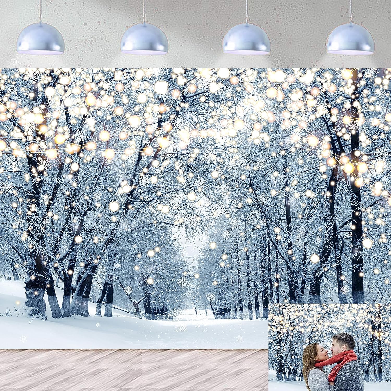 Winter Scene Backdrop for Photography 7x5FT Glitter White Snow Forest ...