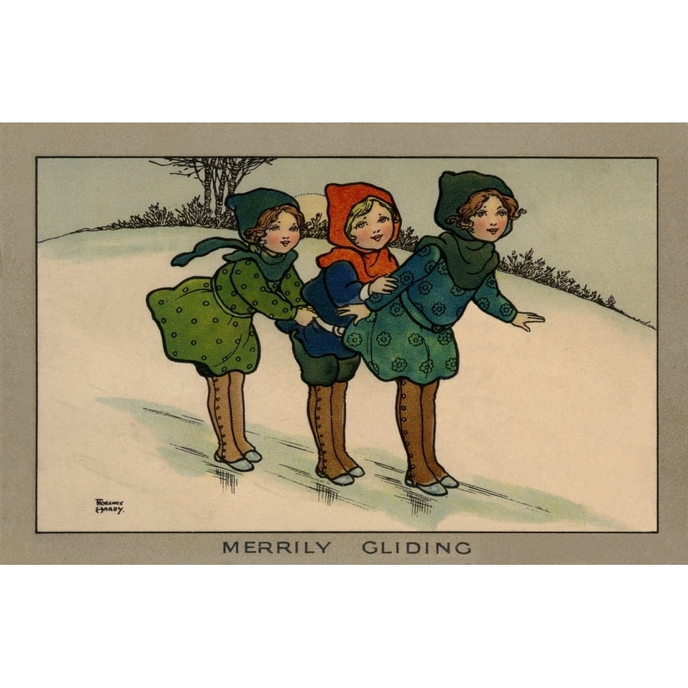 Winter Scene. Gliding On The Snow Poster Print By Mary Evans Picture ...