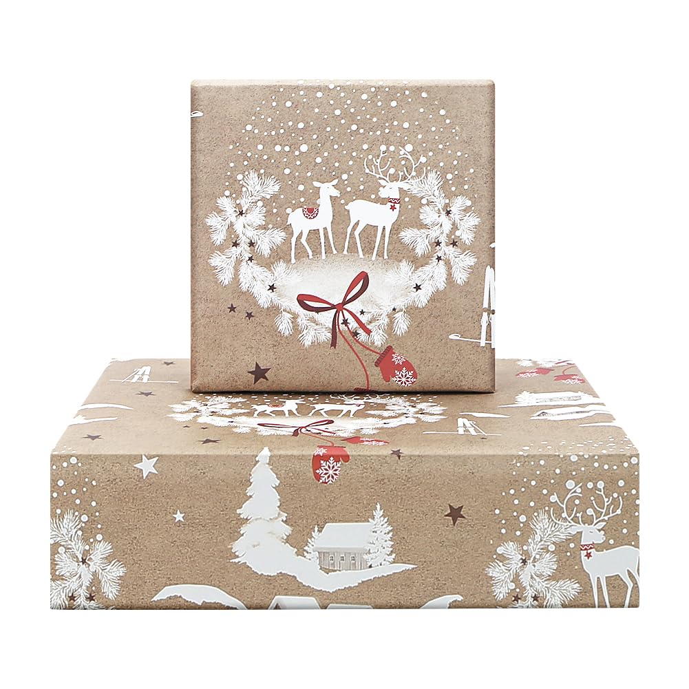 Winter Scene of Snowy Houses Villages Landscape Reindeer Sled ...