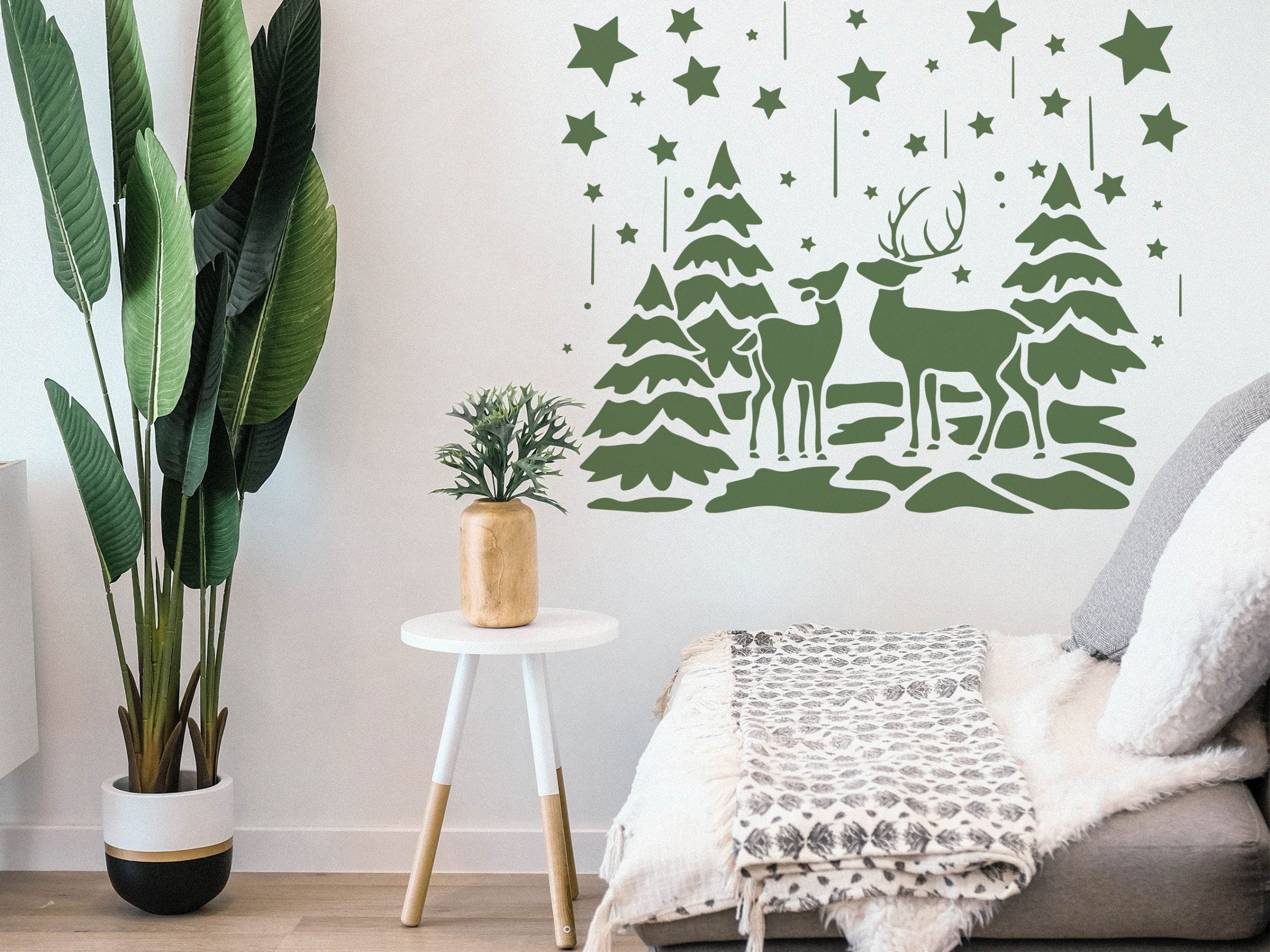 Winter Scene with Deer Stencil - Art and Wall Stencil (30"x48 ...