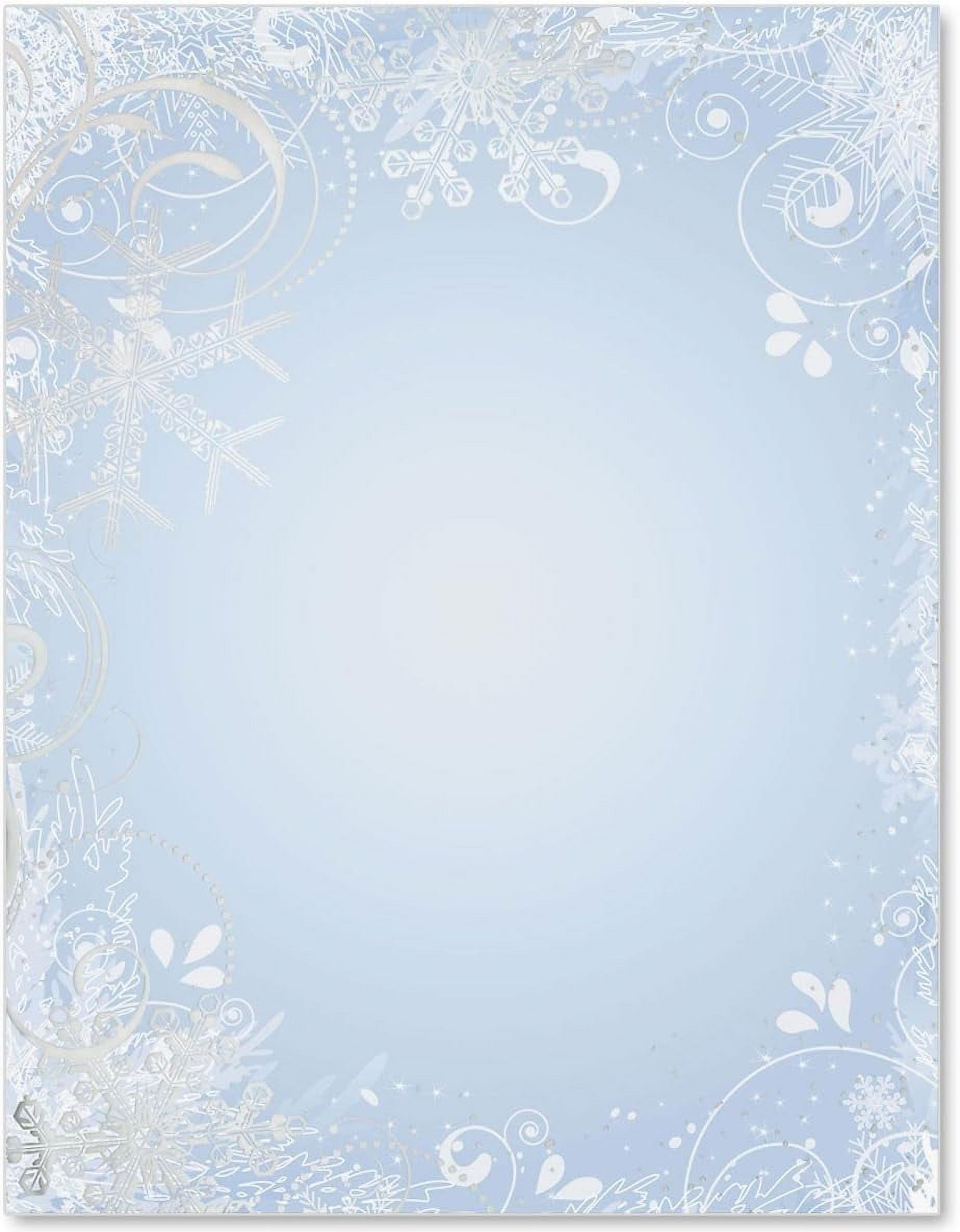 Winter Scroll Snowflake Christmas Holiday Theme Stationery, Border ...