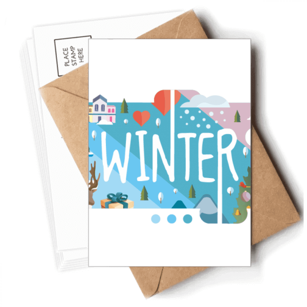 Winter Season Illustration Postcards Envelopes Blank Note Cards Mailing ...