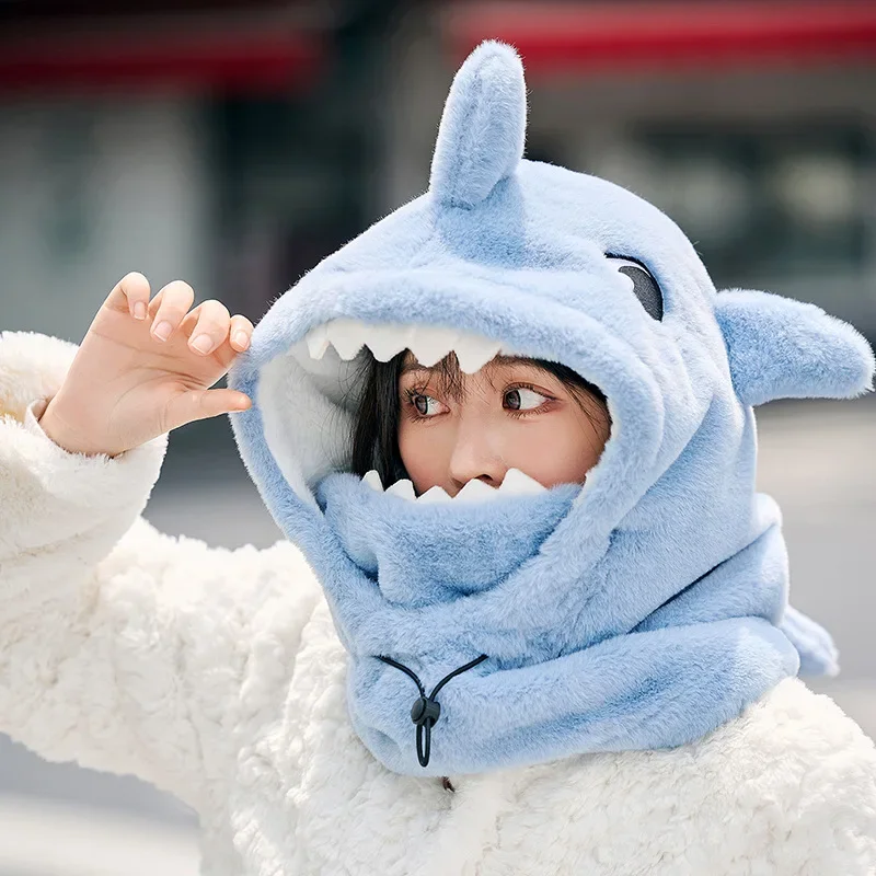 Winter Shark Ski Helmet Cover Skiing Helmet Fleece Hat Warm Comfortable ...