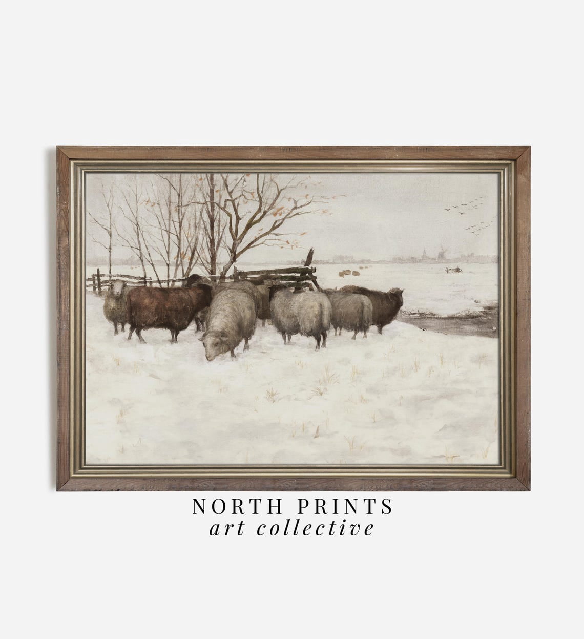 Winter Sheep Farm Rustic Landscape Poster, Unframed Size 12x18 ...