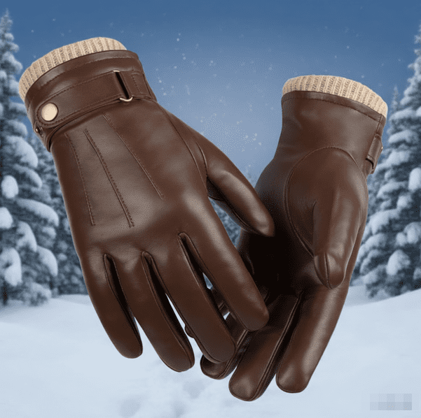 Winter Sheepskin Leather Gloves for Driving and Cycling - Brown C Pair ...