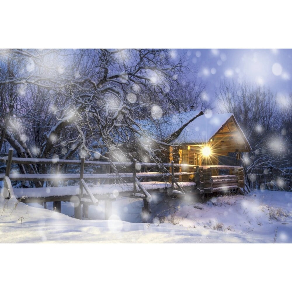 Winter Shooting Star Snowflake Backdrop Village Wall Photo Glitter ...