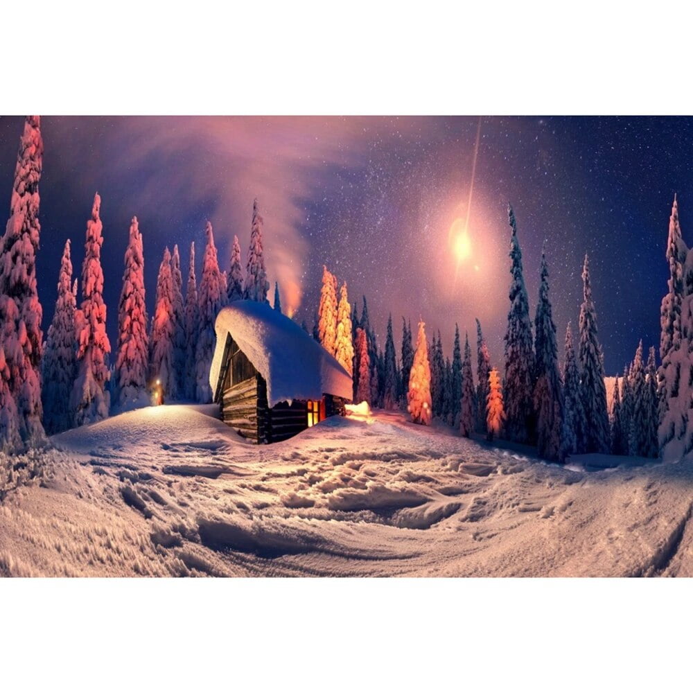 Winter Shooting Star Snowflake Backdrop Village Wall Photo Glitter ...