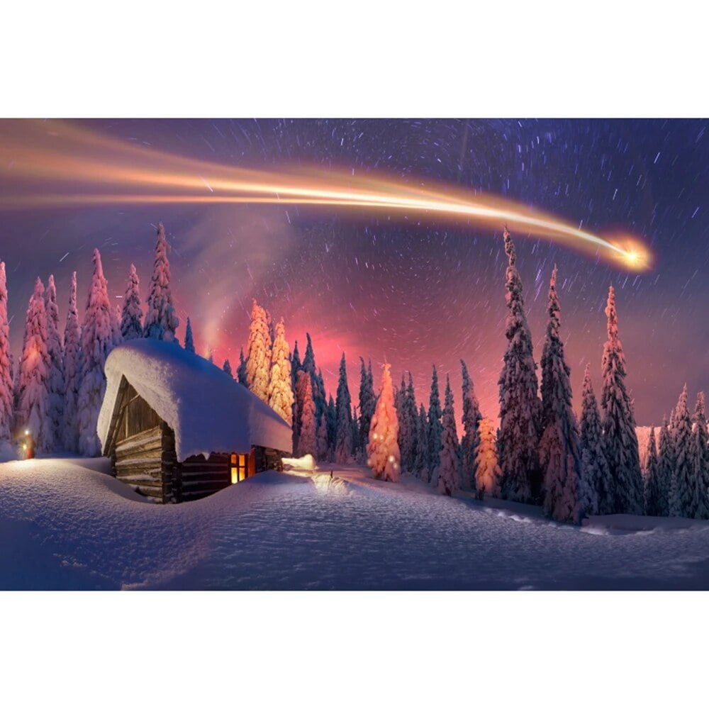Winter Shooting Star Snowflake Backdrop Village Wall Photo Glitter ...