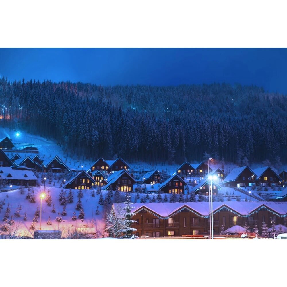 Winter Shooting Star Snowflake Backdrop Village Wall Photo Glitter ...