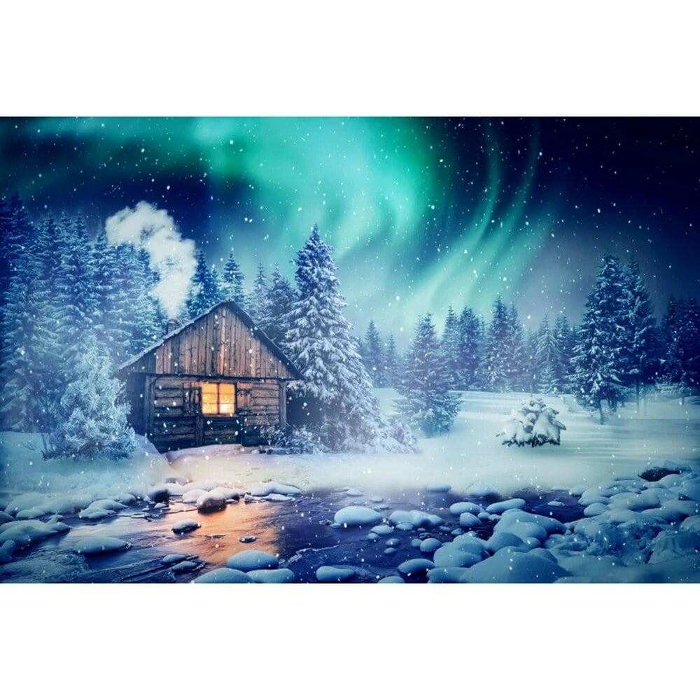 Winter Shooting Star Snowflake Backdrop Village Wall Photo Glitter ...