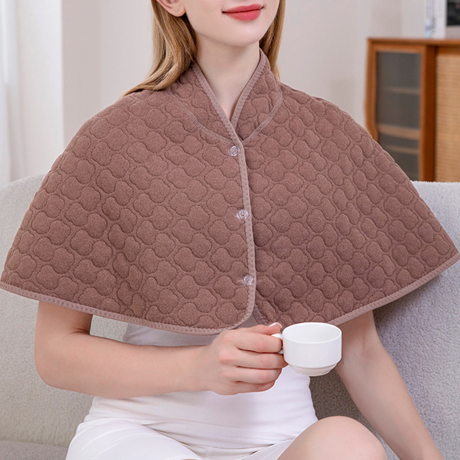 Winter Shoulder Wrap Button Closure Faux Sherpa Lined Shoulder ...
