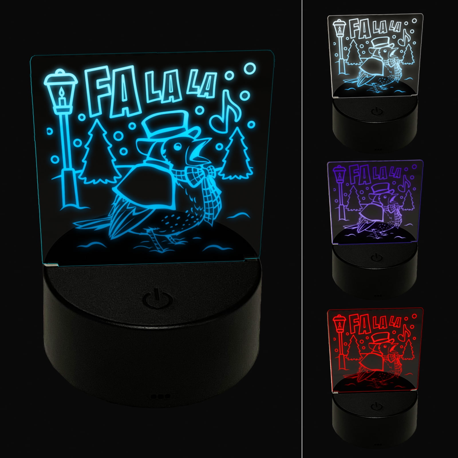 Winter Singing Falala Bird Christmas LED Night Light Sign 3D Illusion ...