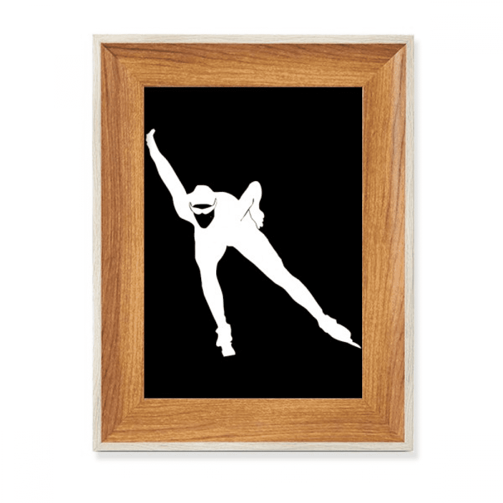 Winter Skating Sport Black Outline Desktop Wooden Photo Frame Display ...