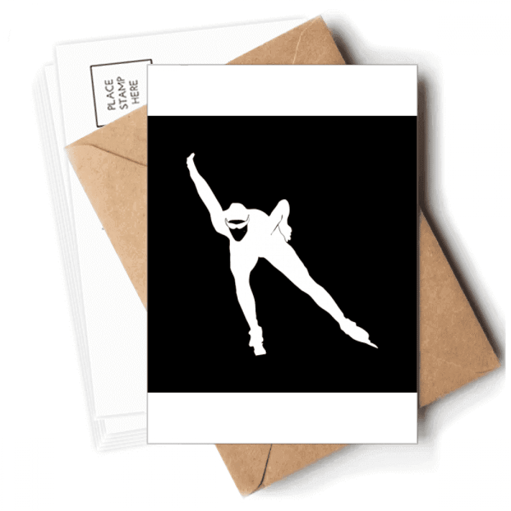 Winter Skating Sport Black Outline Postcards Envelopes Blank Note Cards ...