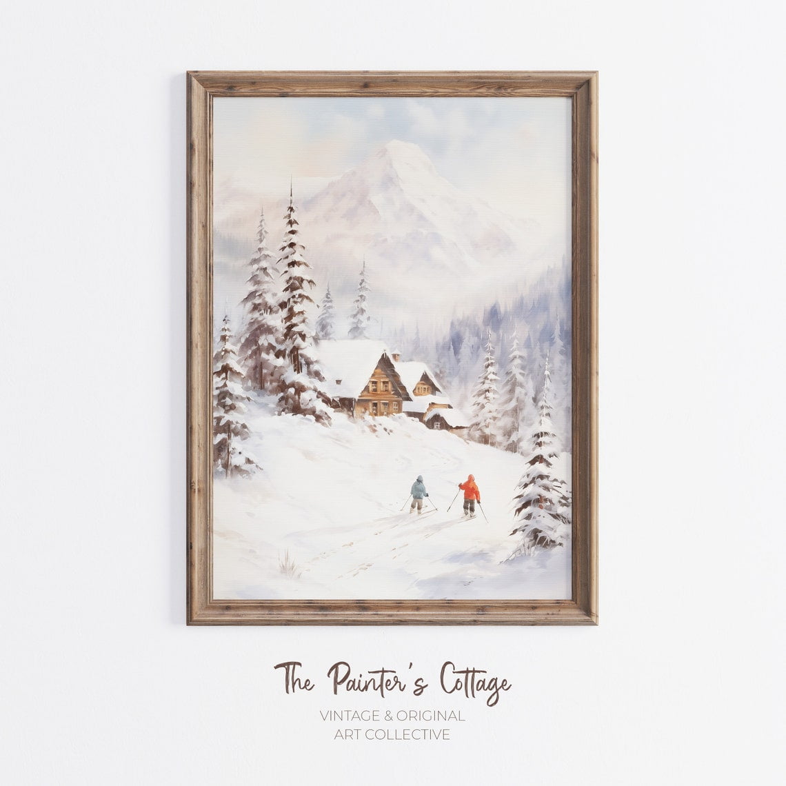 Winter Skiing Print, Vintage Skiing Poster, Winter Landscape, Winter ...