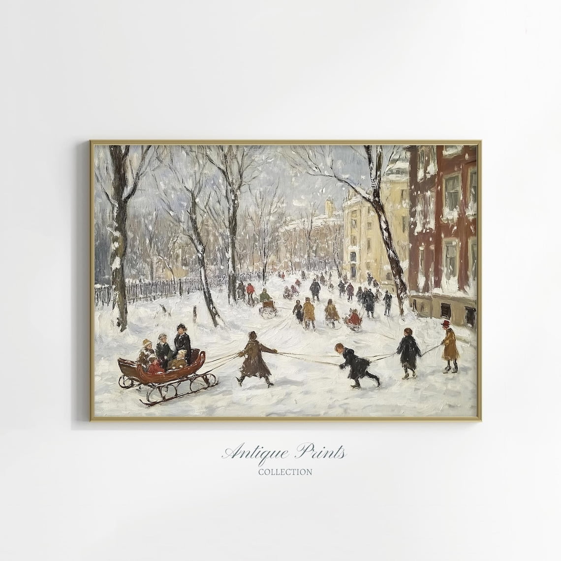 Winter Sledding Print, Snow Scene Wall Art, Winter Decor, Able #372 ...