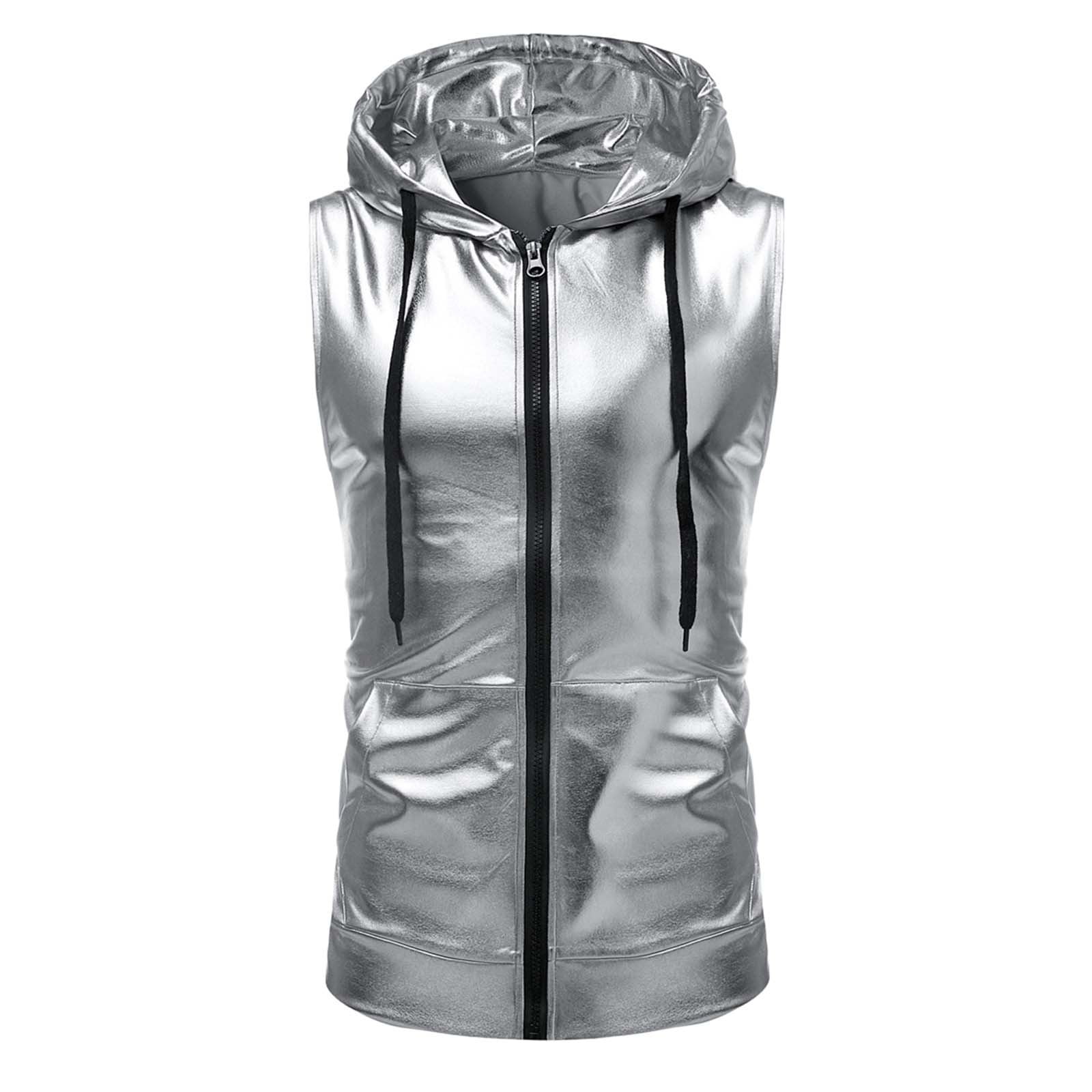 Winter Sleeveless Outerwear Vests for Men Silver Mens Fashion Dance ...