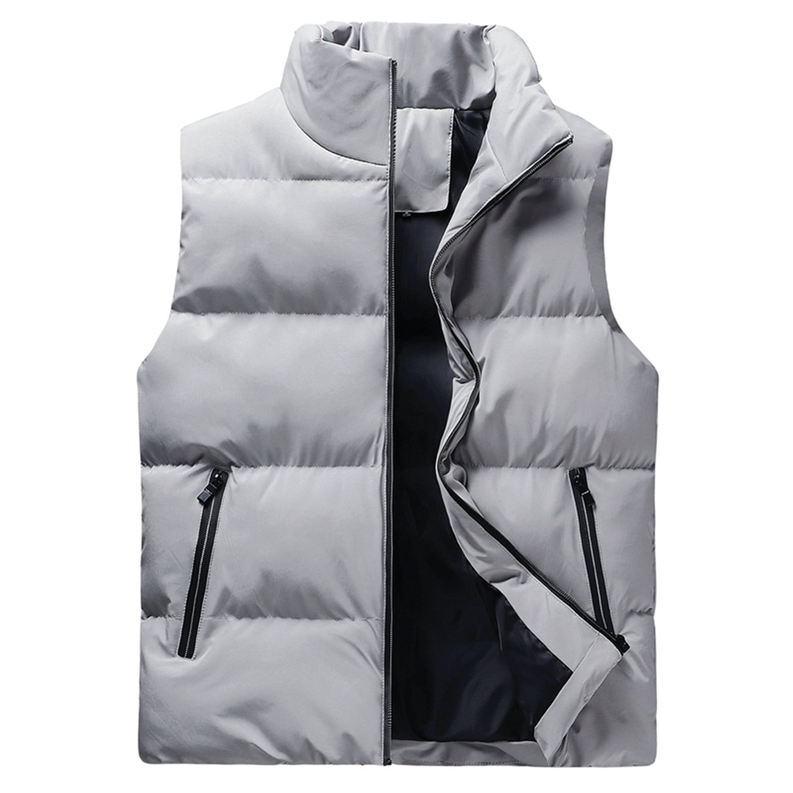 Winter Sleeveless Vests for Men Gray Men's Autumn&Winter Solid Color ...