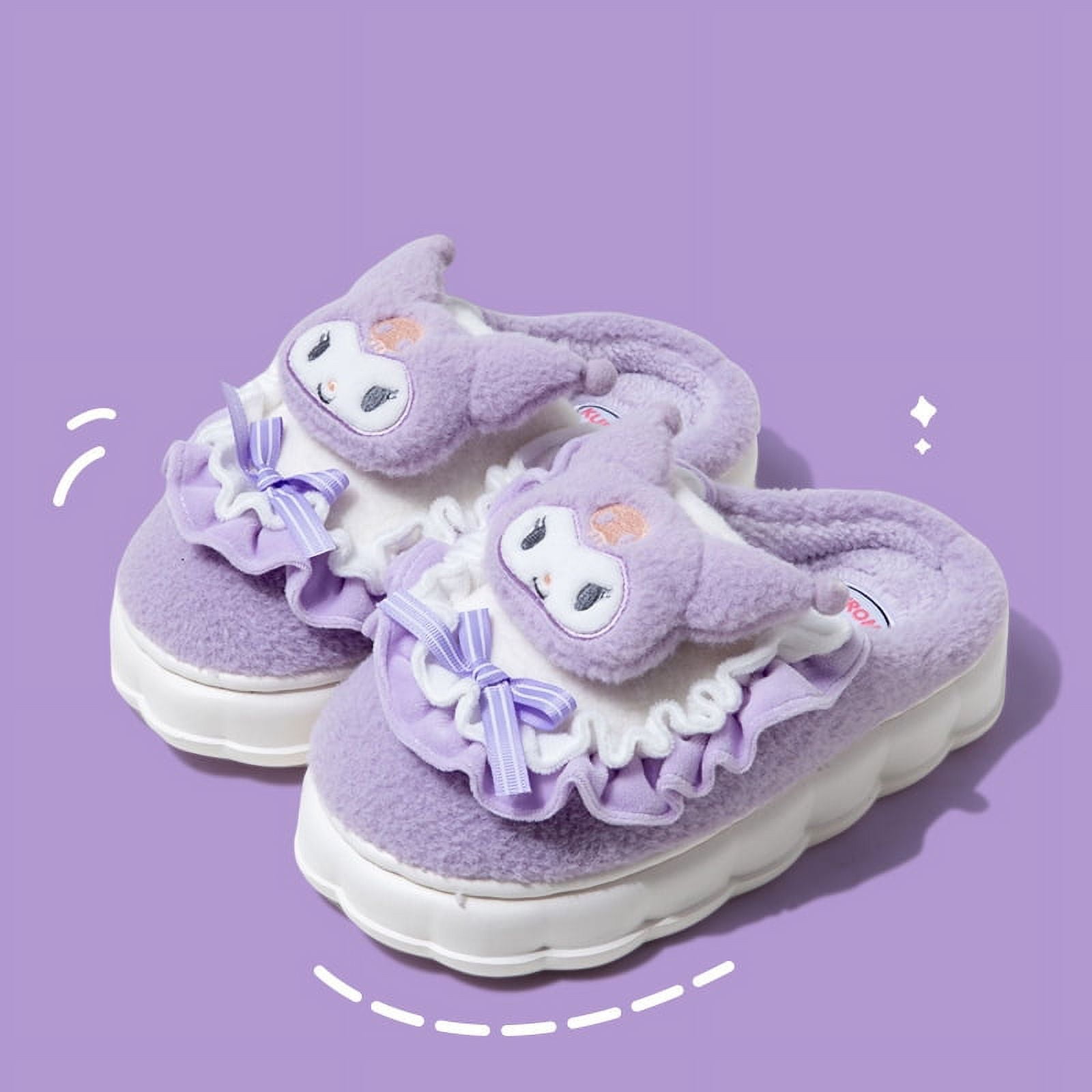 Winter Slippes Warm Slides MINISO Kuromi Hello Kitty Antislip Shoes In ...